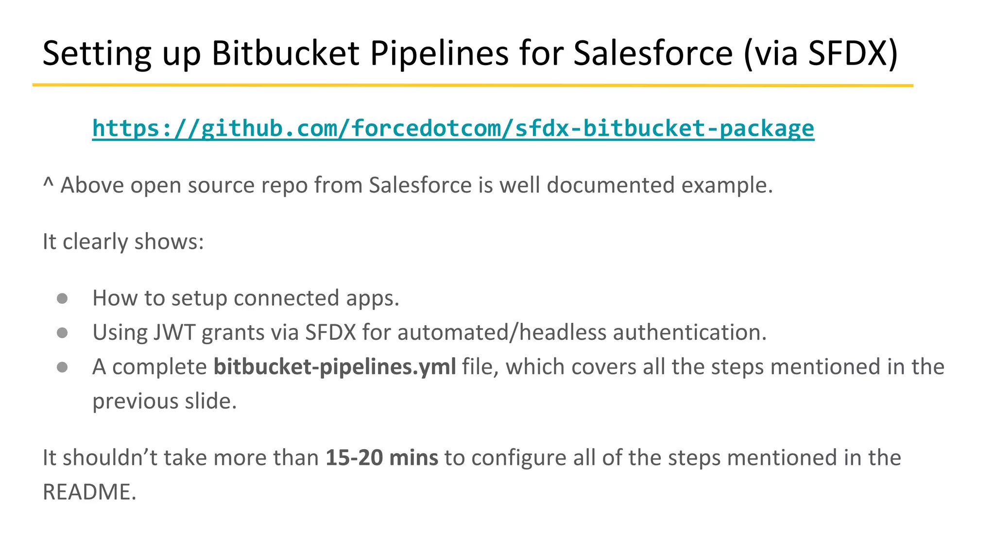 Salesforce CI (Continuous Integration) - SFDX + Bitbucket Pipelines | PPTX