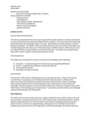 CI 350 ASSURE Lesson Plan | PDF