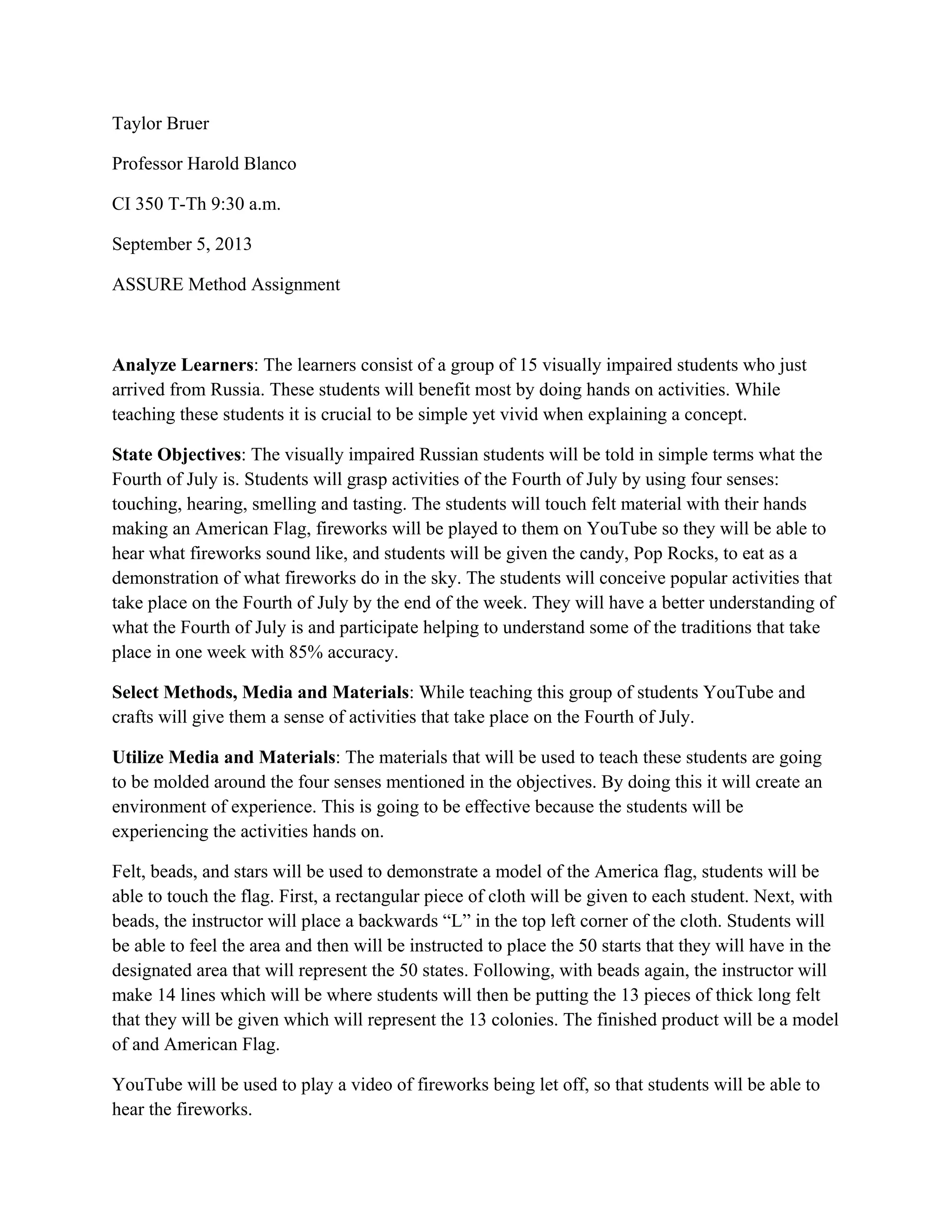 CI 350 Assure Method Assignment | PDF | Beadwork | Arts and Crafts