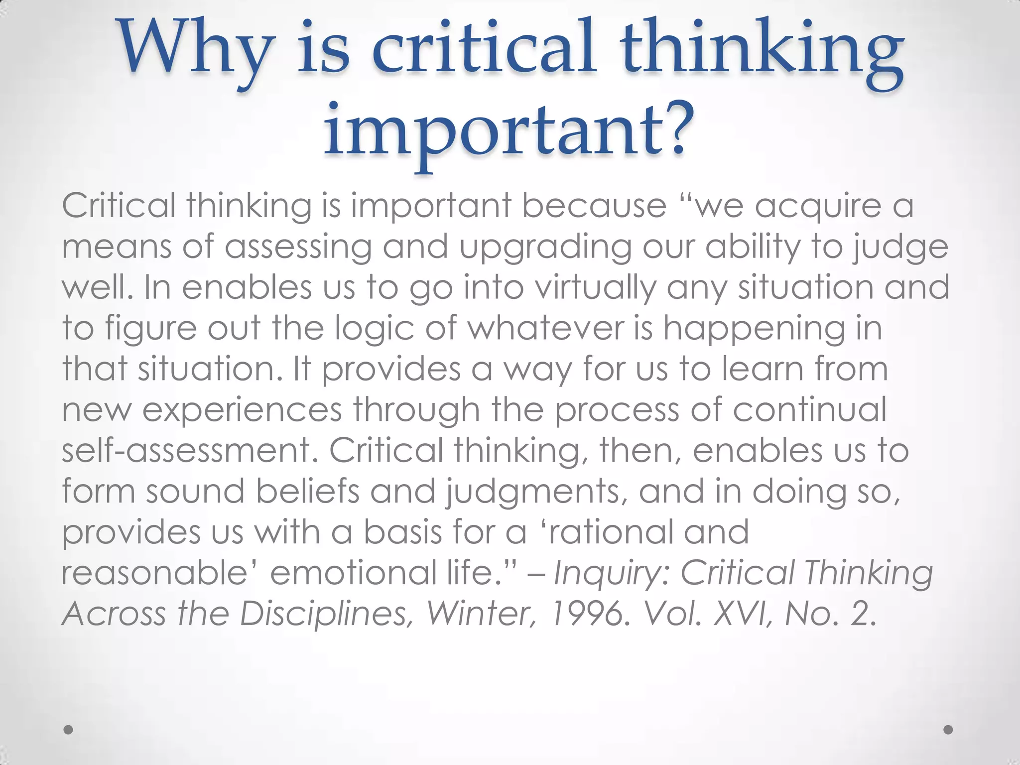 Ci 350 - Critical Thinking Pillar Presentation | PPT