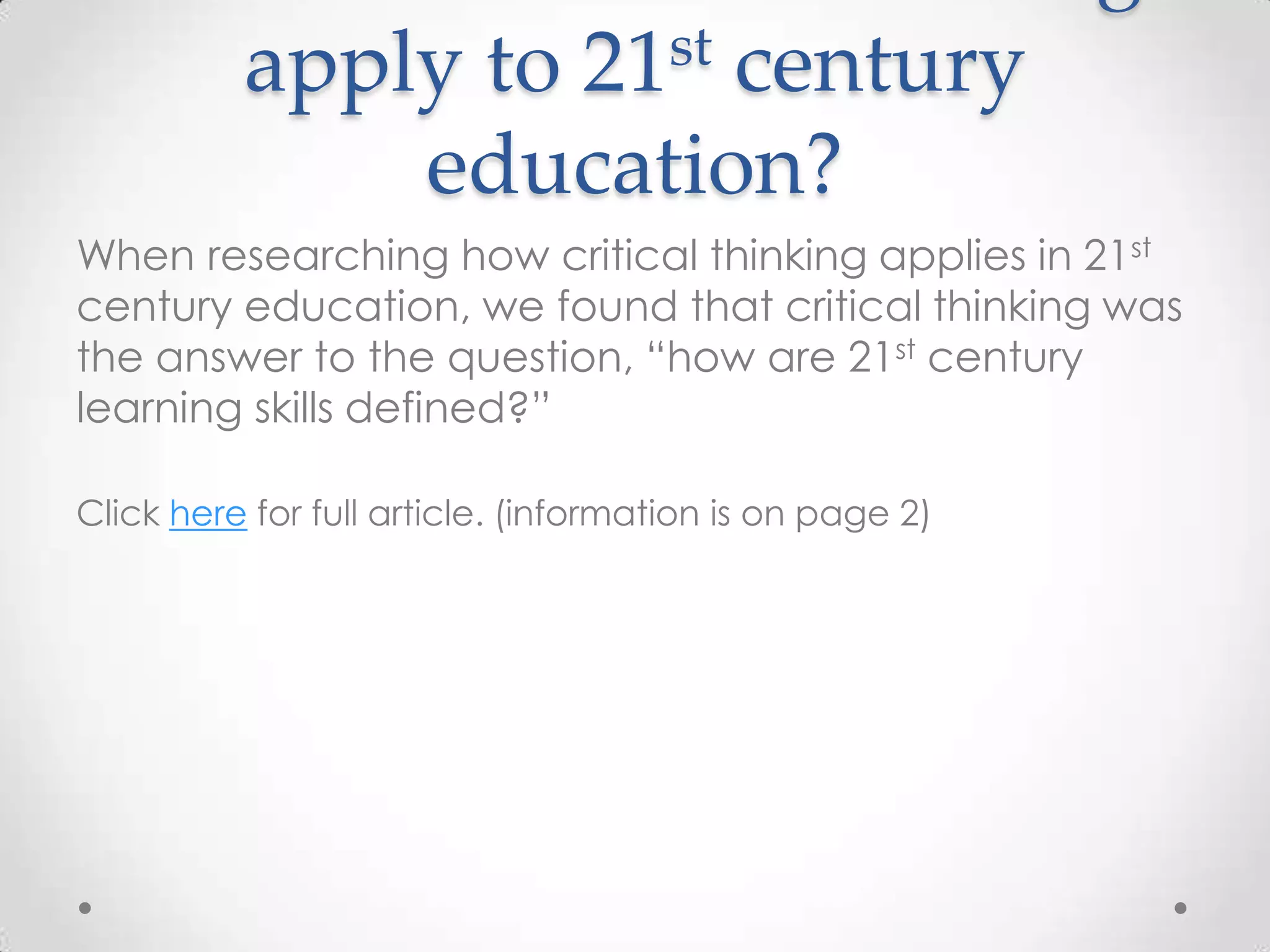 Ci 350 - Critical Thinking Pillar Presentation | PPT