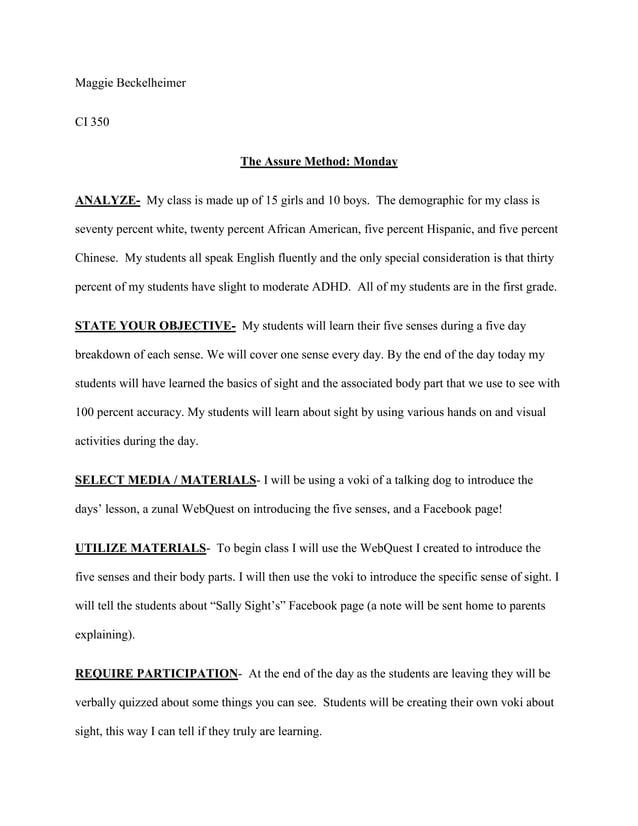 Ci 350 assure method unitplan1 | DOCX