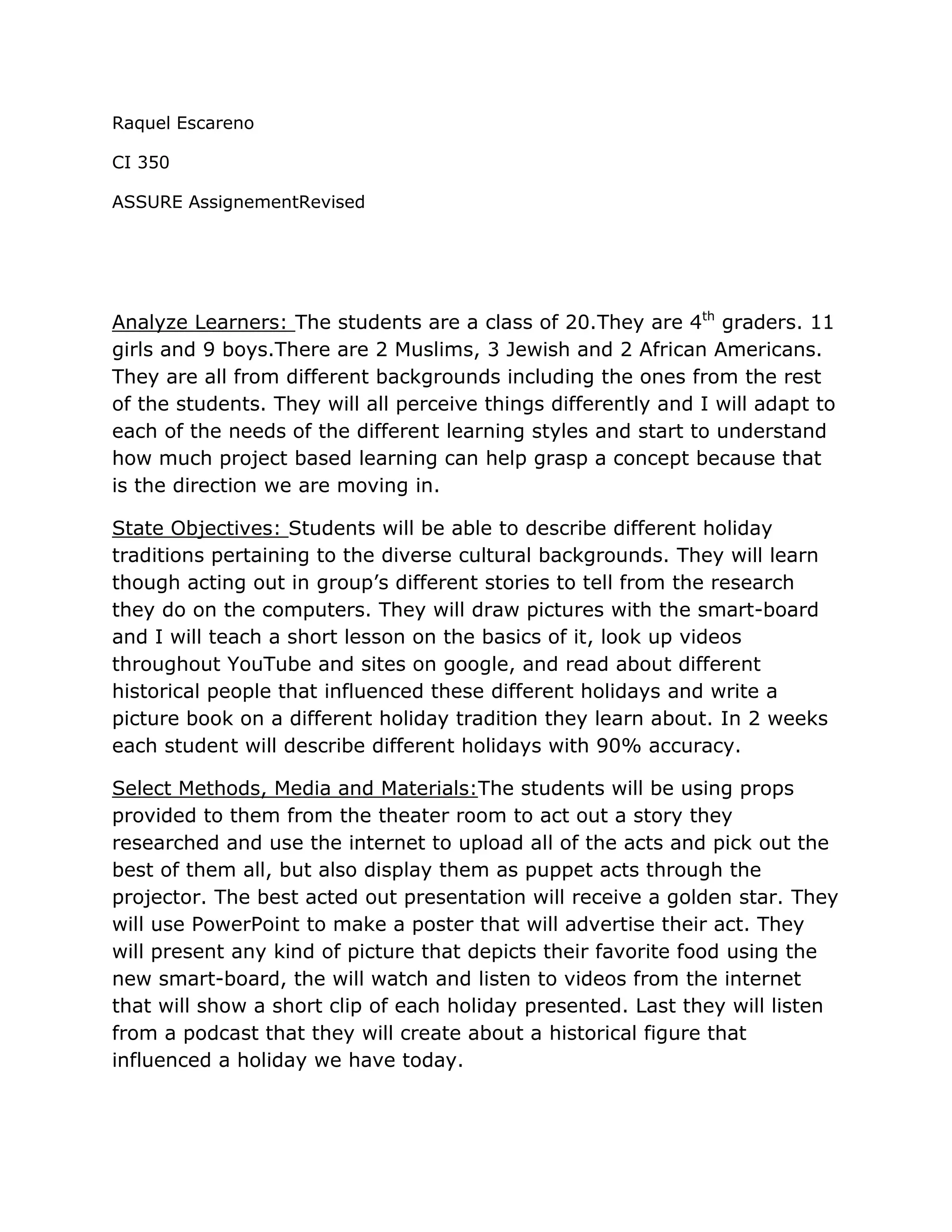 Ci 350 assure revised | DOCX | Educational Assessment | Education