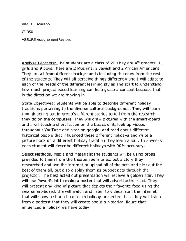 Ci 350 assure revised | DOCX | Educational Assessment | Education