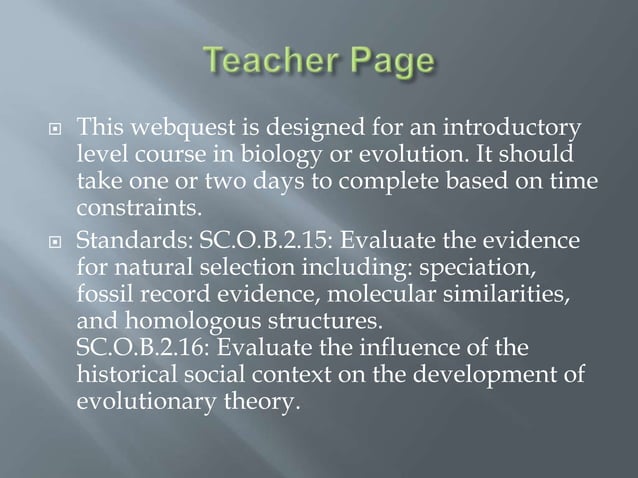 CI 350 The Theory of Evolution Webquest | PPTX | Biological Sciences | Science