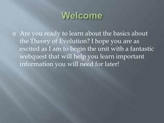 CI 350 The Theory of Evolution Webquest | PPTX