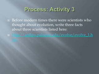 CI 350 The Theory of Evolution Webquest | PPTX