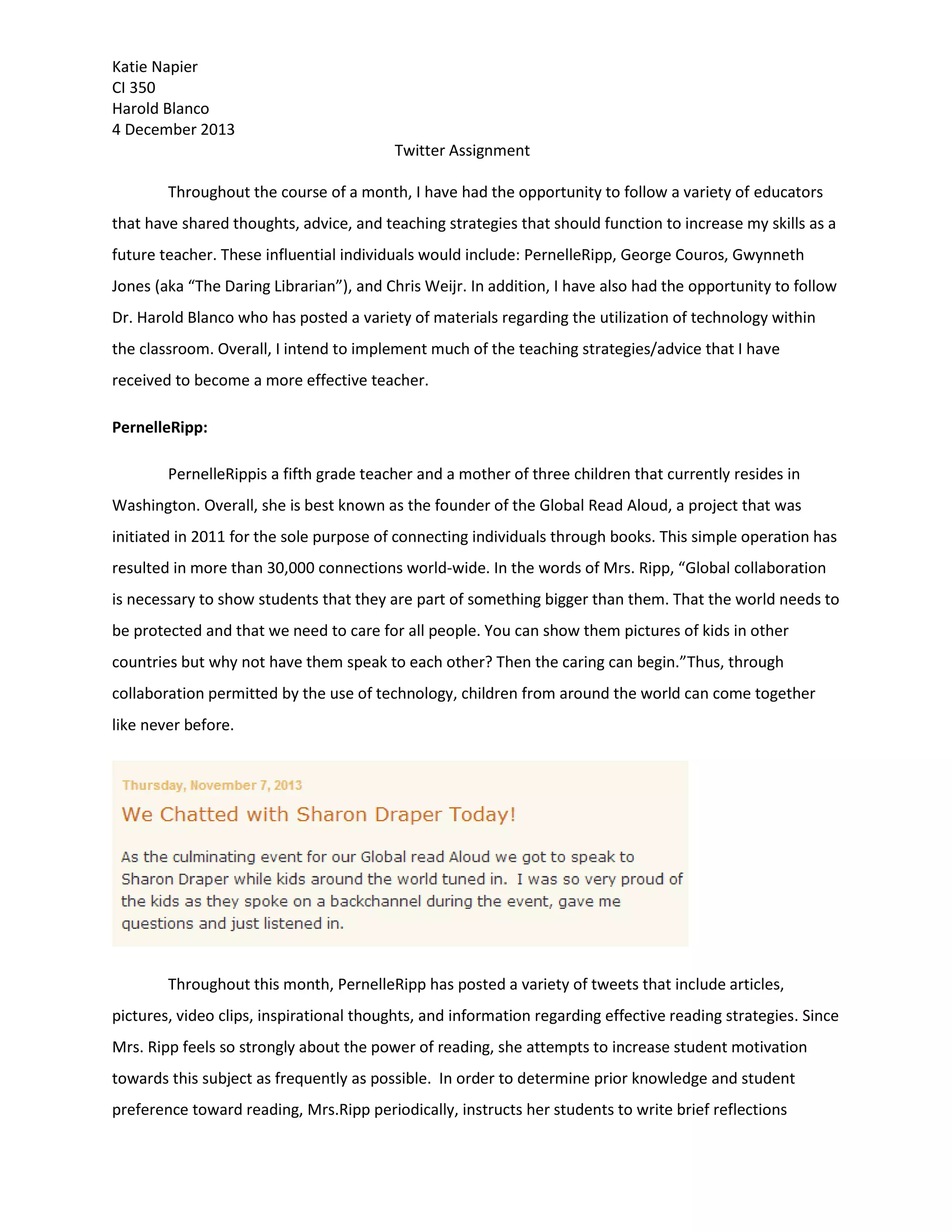 Ci 350 tweet assignment | DOCX