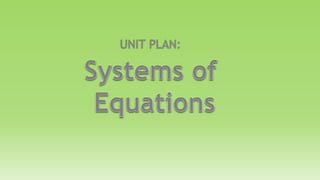 Systems of Equations Unit Plan | PPTX