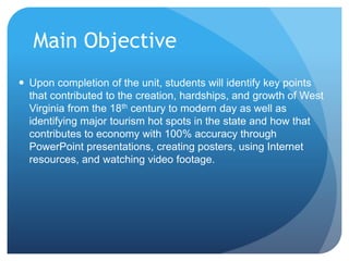 West Virginia History Unit Plan | PPTX