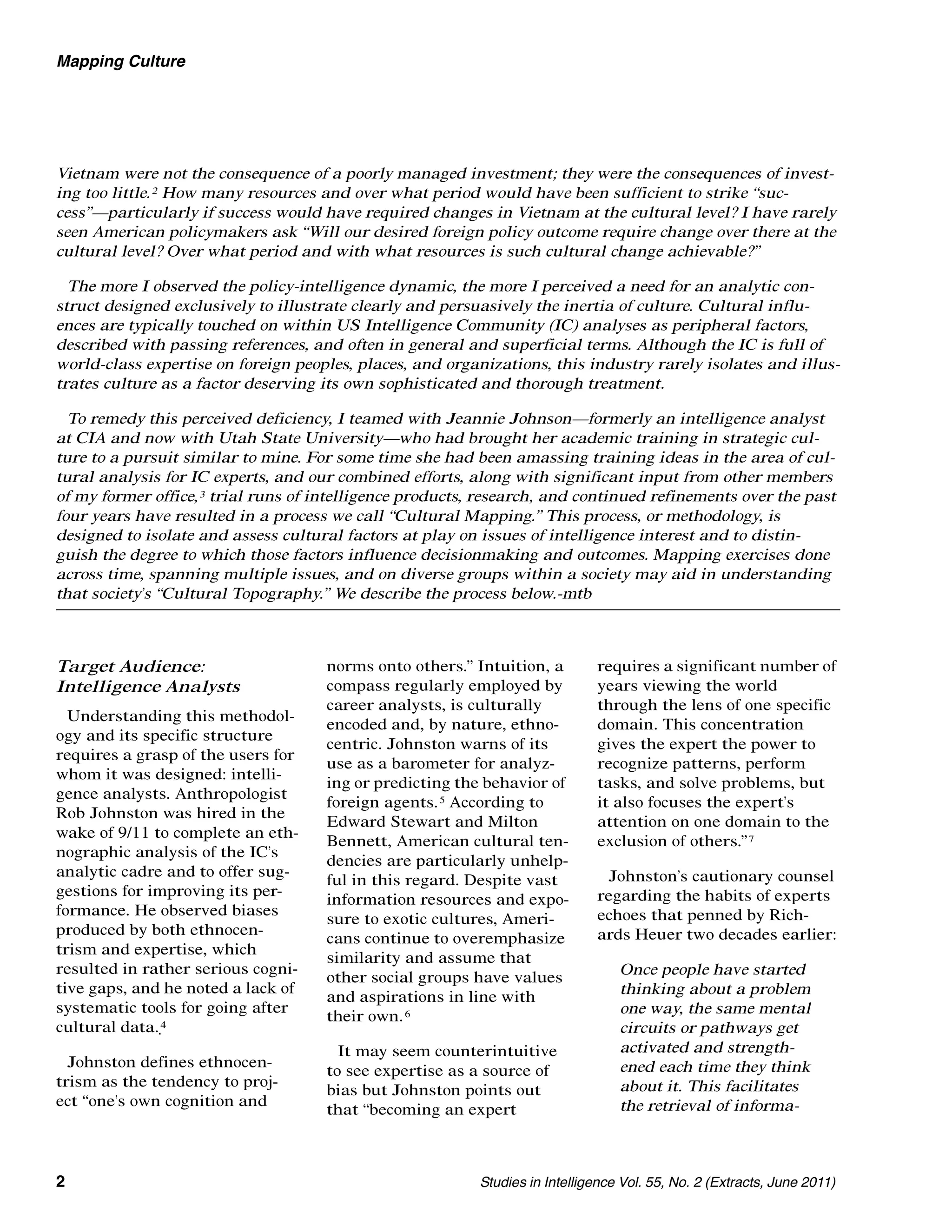 Cia culture-intelligence-berrett-cultural topography | PDF