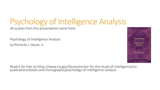 CIA Intelligence Analysis for Testers | PPTX