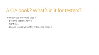 CIA Intelligence Analysis for Testers | PPTX