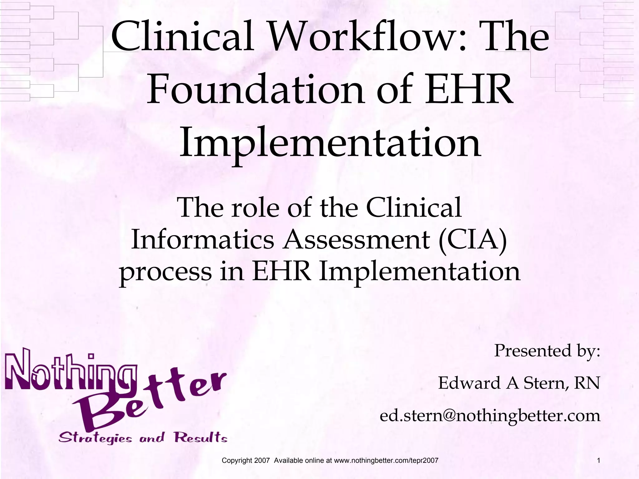 Workflow and Clinical Informatics Assessment (CIA) | PPT