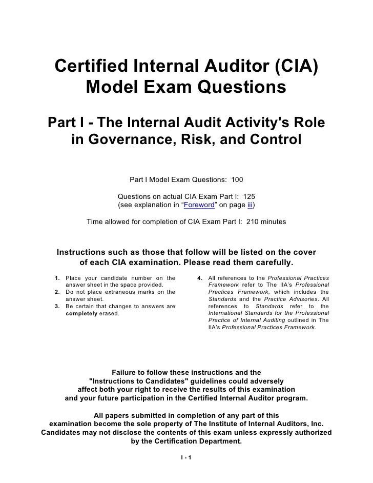 Certified Internal Auditor certification manual
