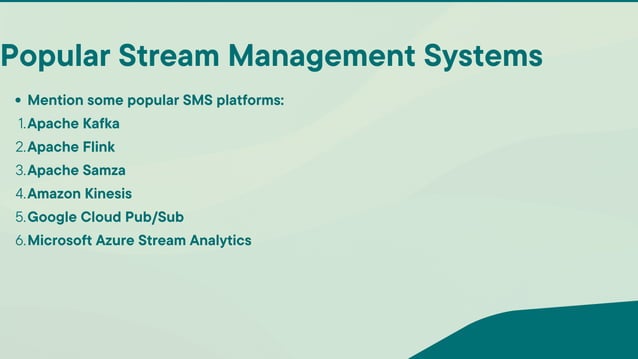 Data Streaming and Stream management system | PDF | Databases | Computer Software and Applications