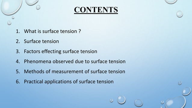 surface tension | PPTX | Chemistry | Science