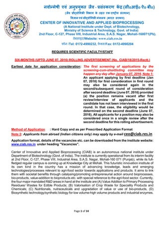 CIAB Recruitment 2015 Scientific Faculty | PDF