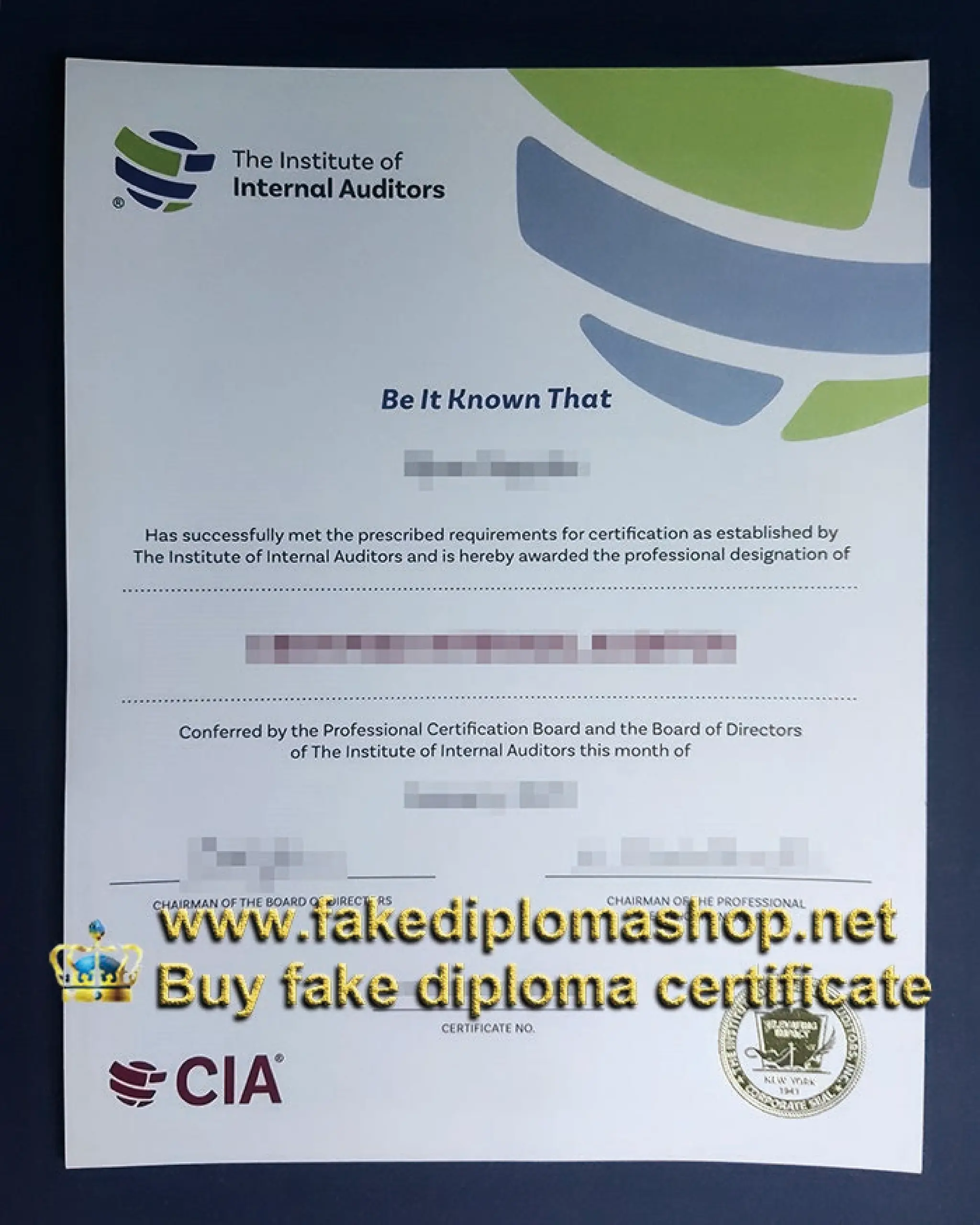 Who can make the best fake CIA IIA certificate for me? | PDF