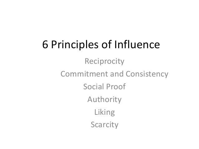 6 Principles of Influence (based on Robert Cialdini's work)