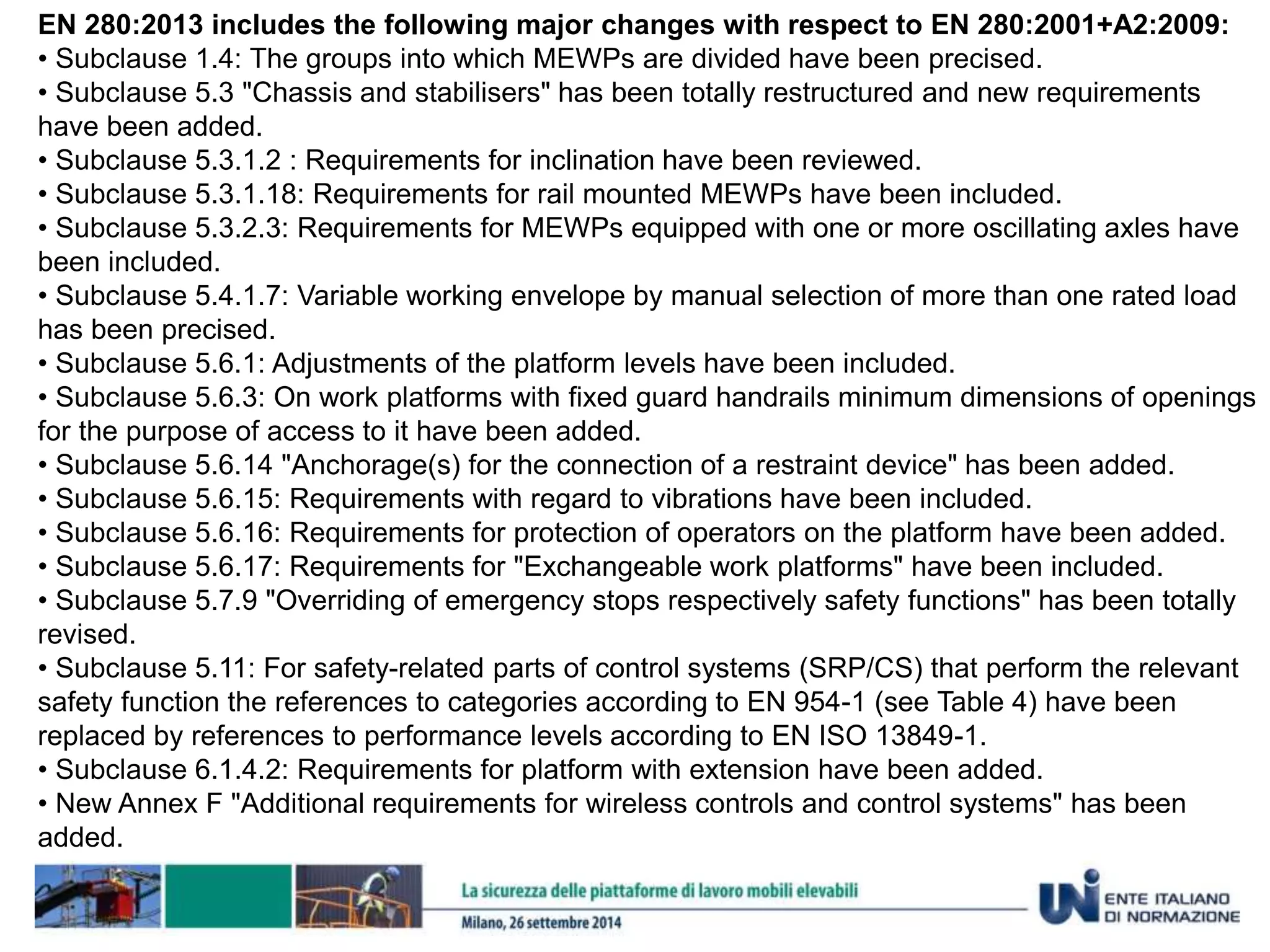 Panorama attività UNI, CEN e ISO nel campo degli apparecchi di sollevamento | PPT