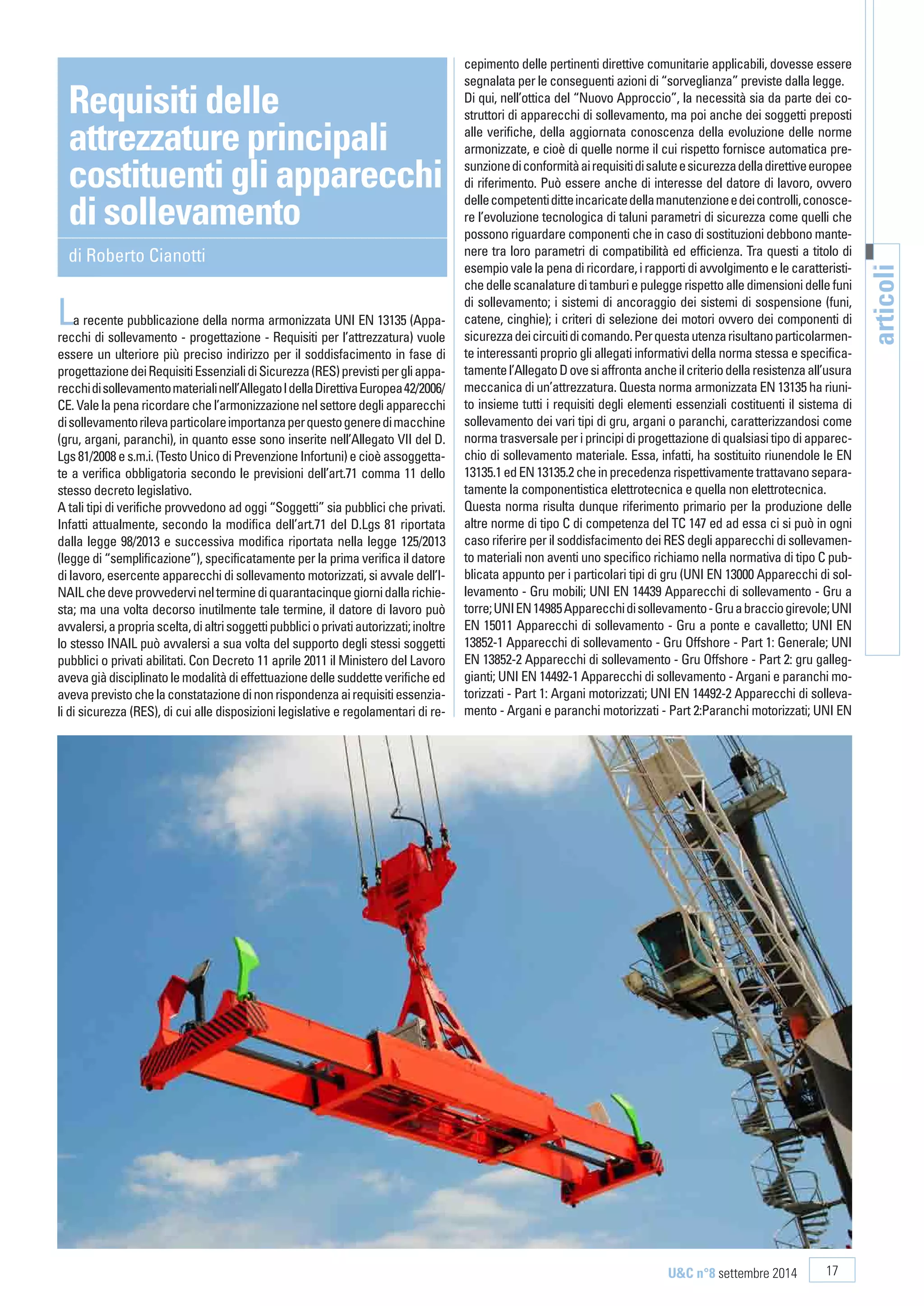 Requisiti delle attrezzature principali degli apparecchi di sollevamento | PDF | Hobbies & Interests