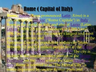 Ciao! benvenuto a roma | PPTX