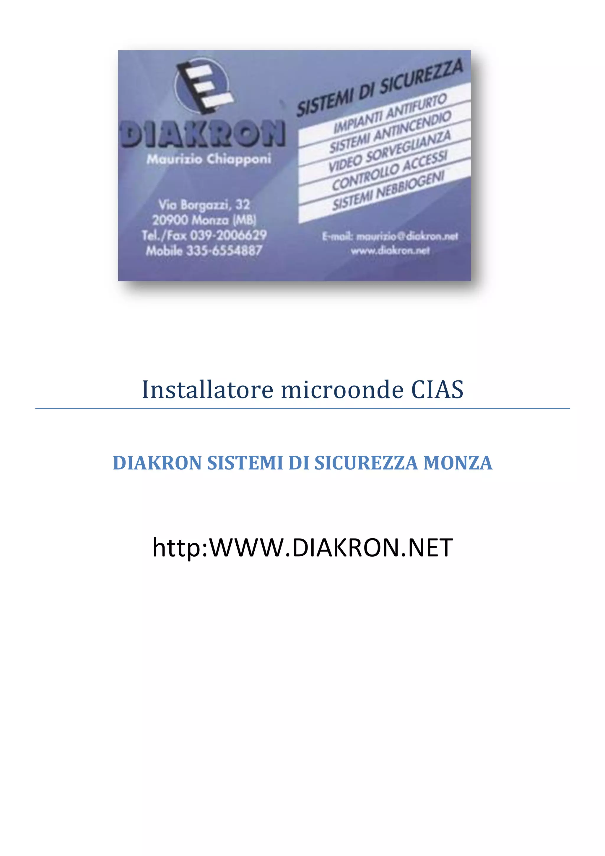 Antifurto perimetrale esterno ad alta tecnologia DIAKRON | PDF