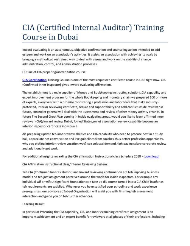 cia certification | PDF