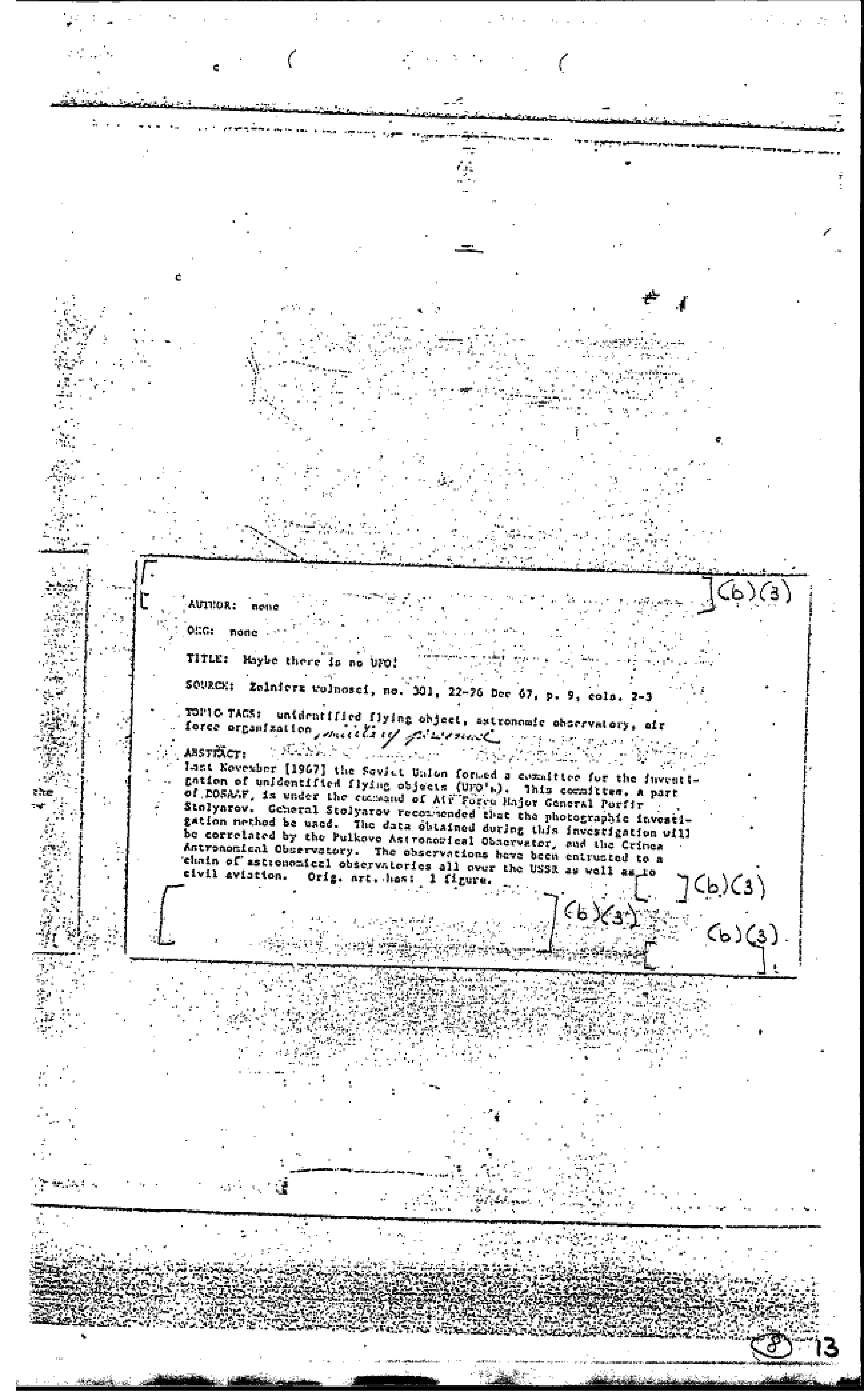 Cia ufo document 22 dec 1967 | PDF | Free Download