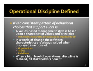Operational Discipline: 15 Characteristics of great companies and their ...
