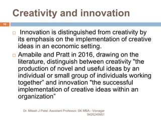 Basics of Creativity, Innovation and The Business Incubator Players.pptx