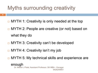 Basics of Creativity, Innovation and The Business Incubator Players.pptx