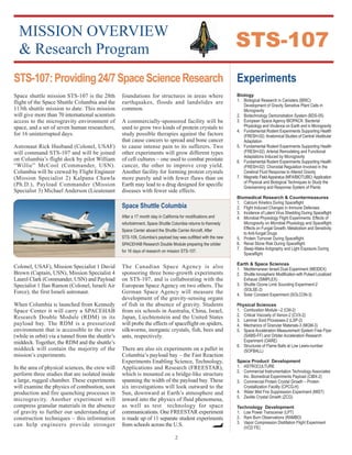 Cibx 2 is mentioned on sts-107 space shuttle columbia in 2003 that ...