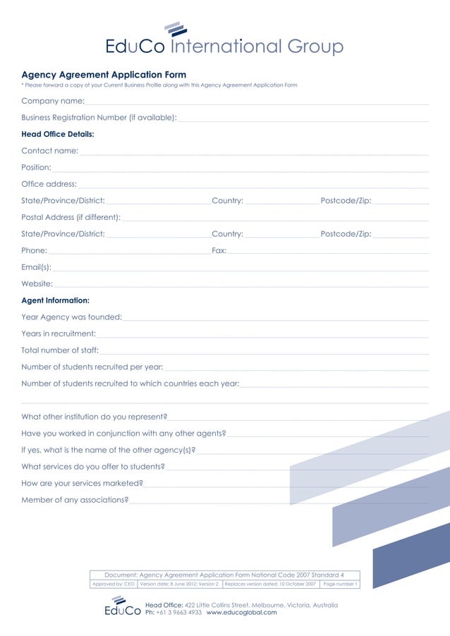 Cambridge International College Cic australia forms-2014-agent ...