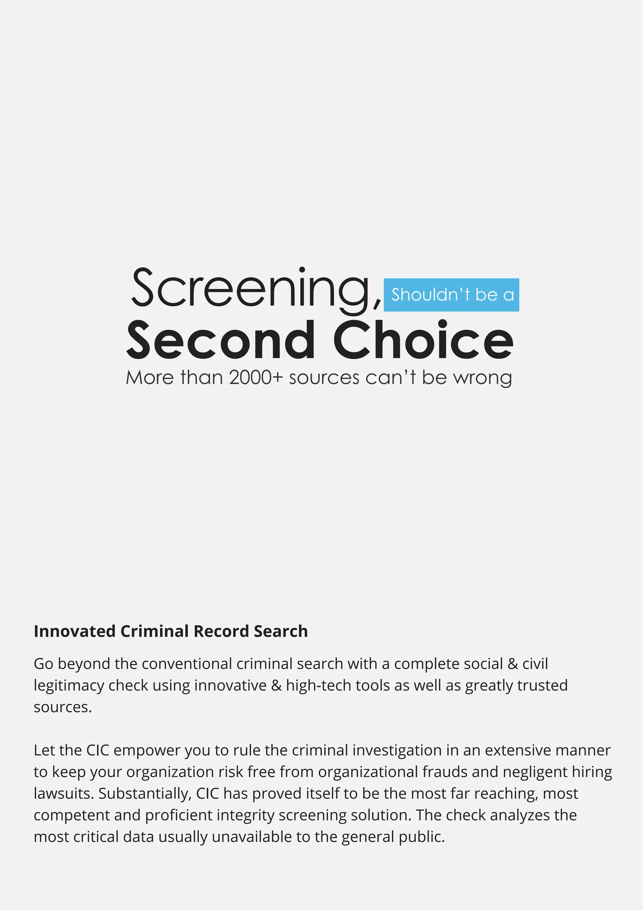 Criminal Intelligence Check (CIC) | PDF