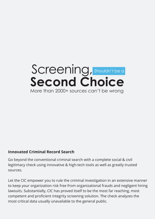 Criminal Intelligence Check (CIC) | PDF