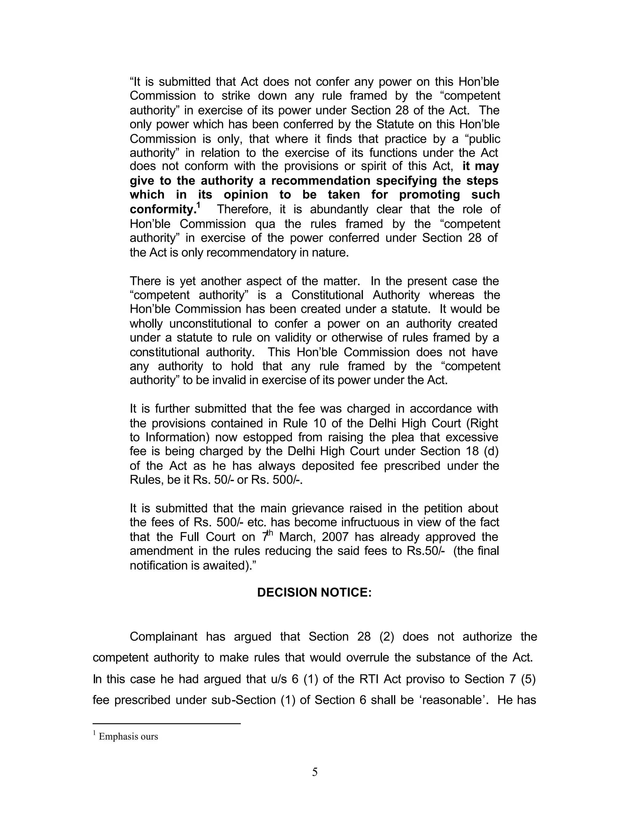 Cic decision hc_rtifees_ | PDF