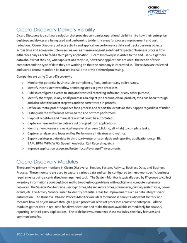 Cicero Discovery White Paper | PDF