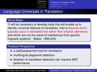 Identification of Translationese: A Machine Learning Approach | PDF ...