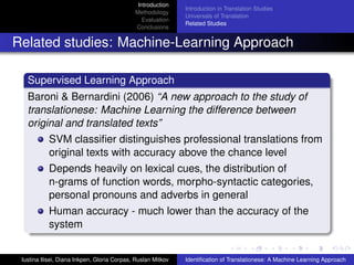Identification of Translationese: A Machine Learning Approach | PDF ...