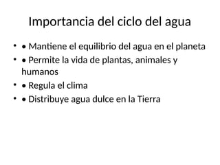 El Ciclo del Agua: Proceso Natural y Su Importancia para la Vida | PPTX