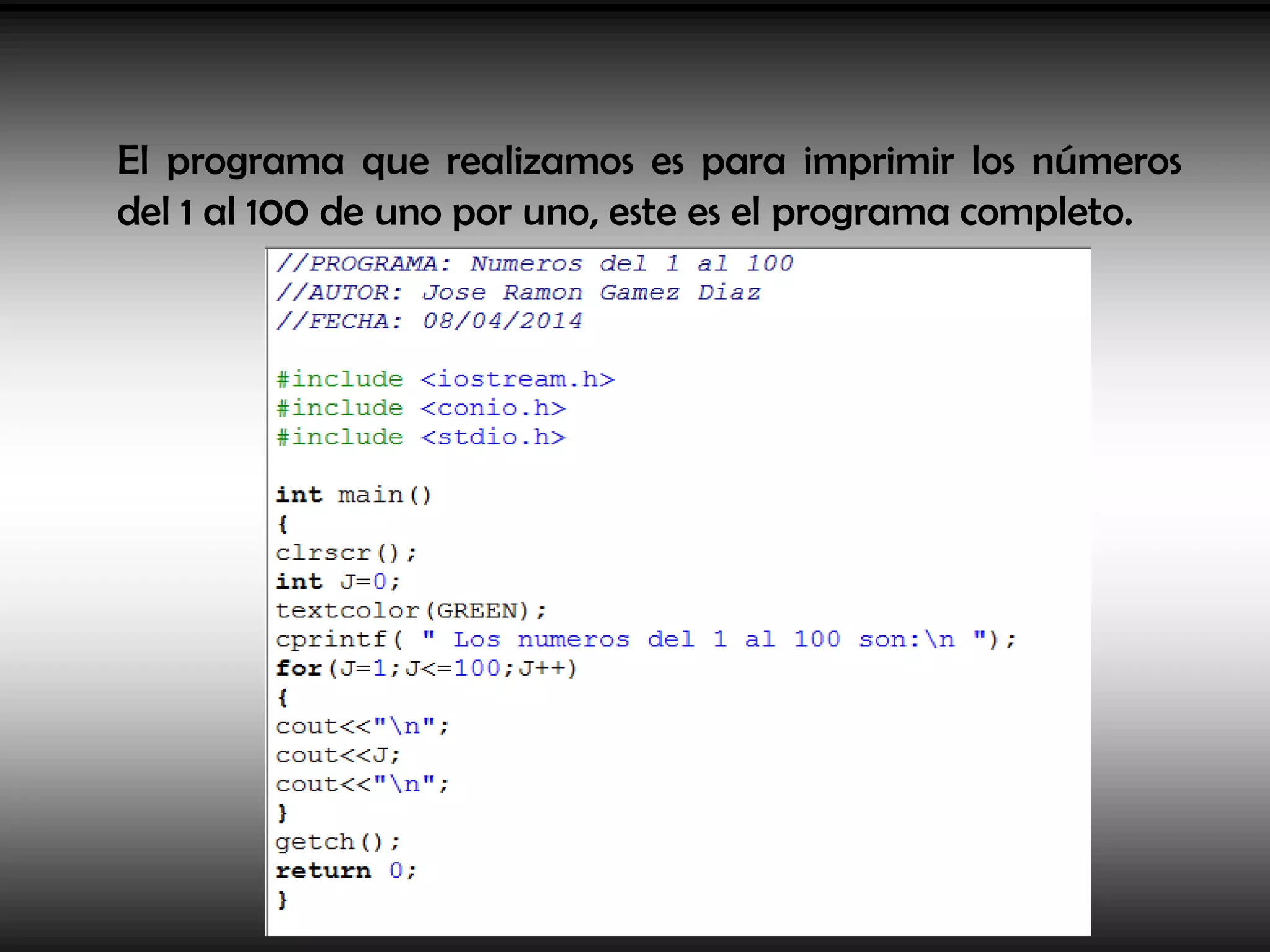 Como crear un programa de ciclo FOR en lenguaje C++ | PPT