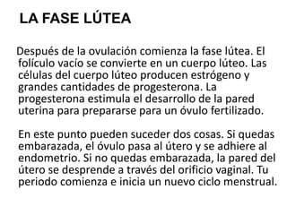 CICLO MENSTRUAL regla periodo menstrual ciclo ovarico | PPTX