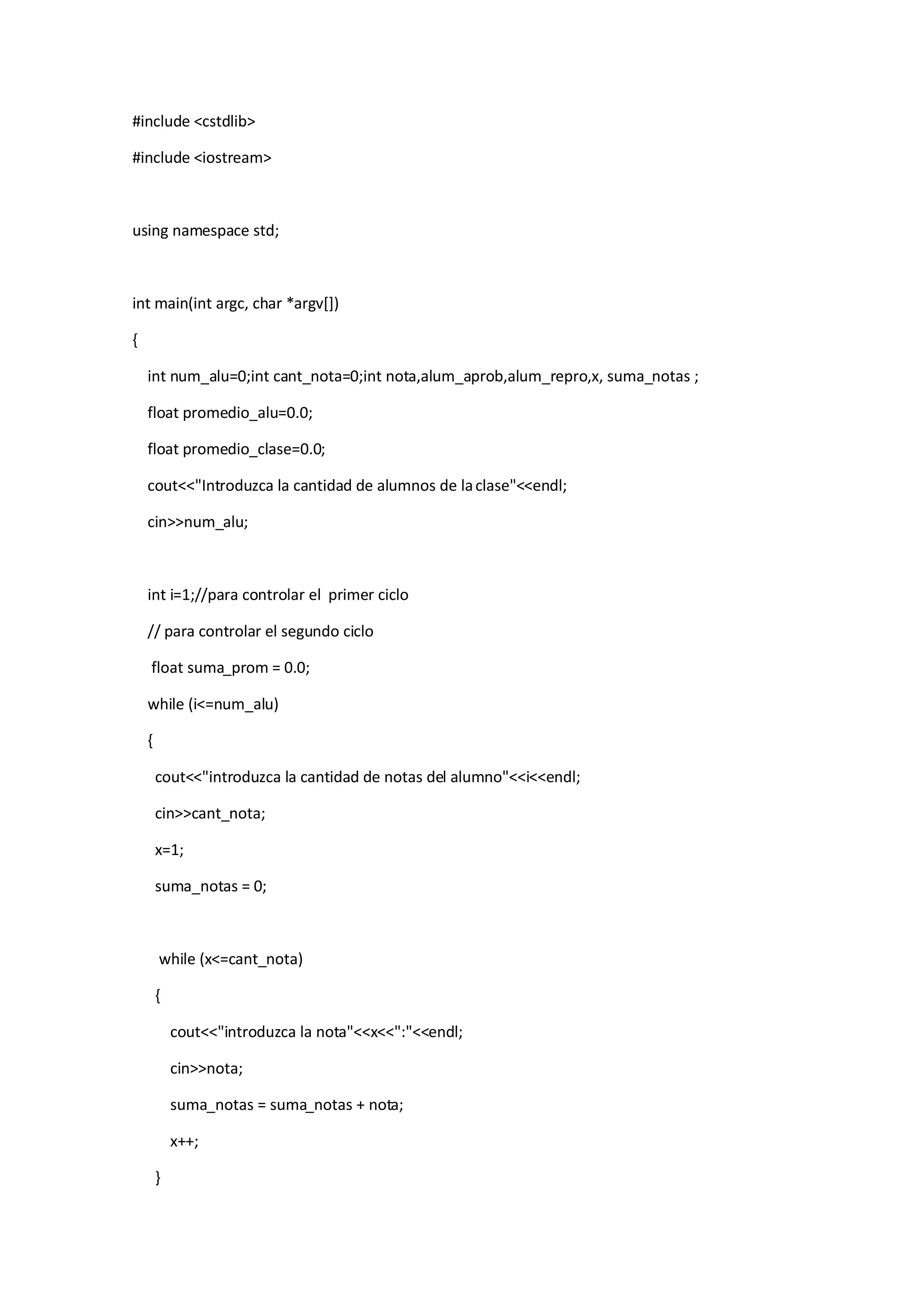 Ciclo anidado en c++ | DOC