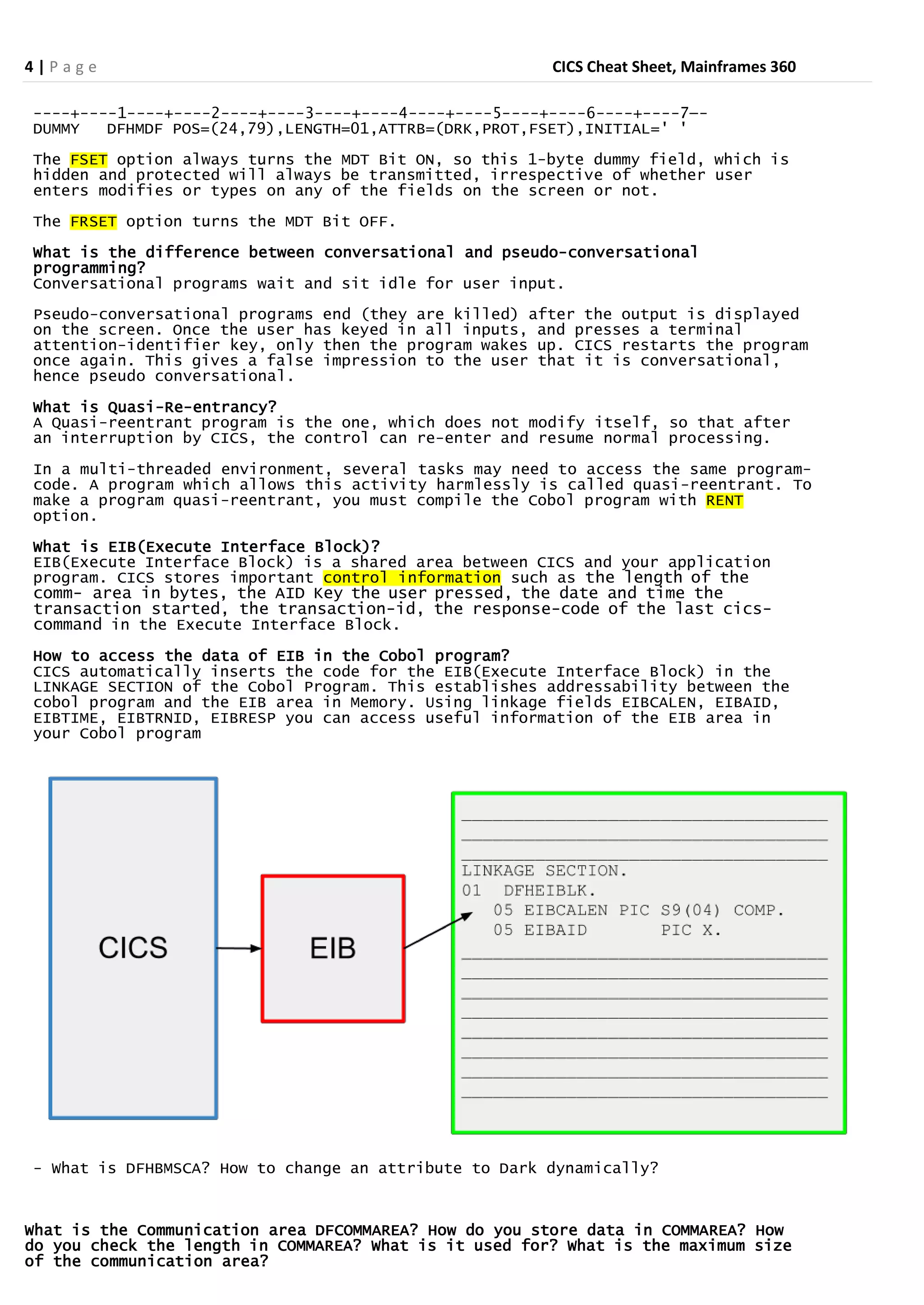 Cics cheat sheet | PDF