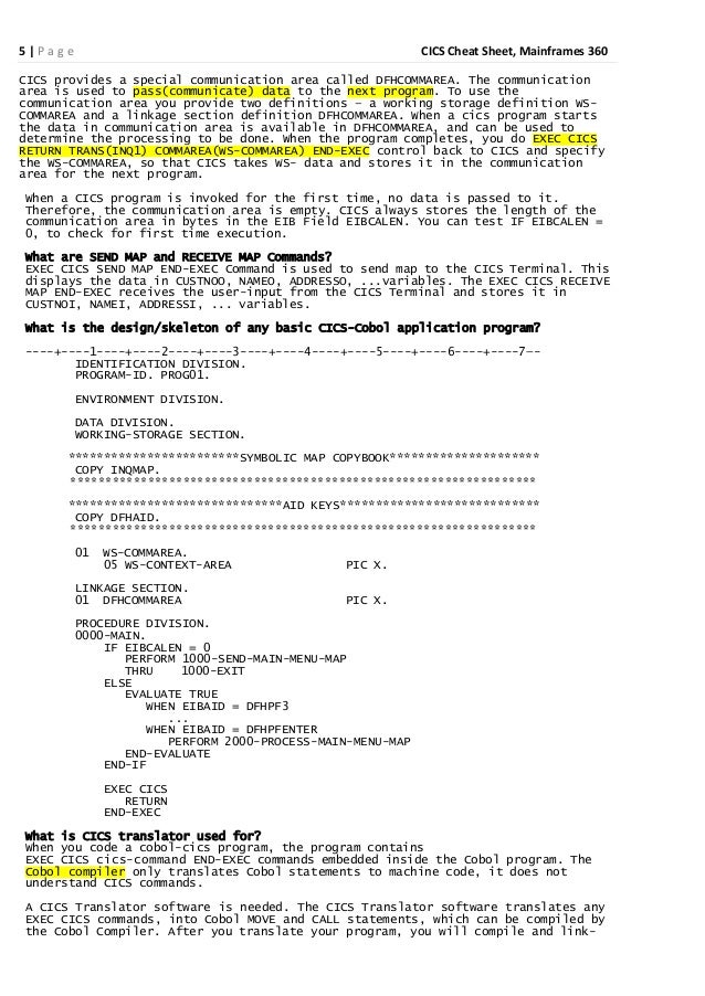 Cics Cheat Sheet