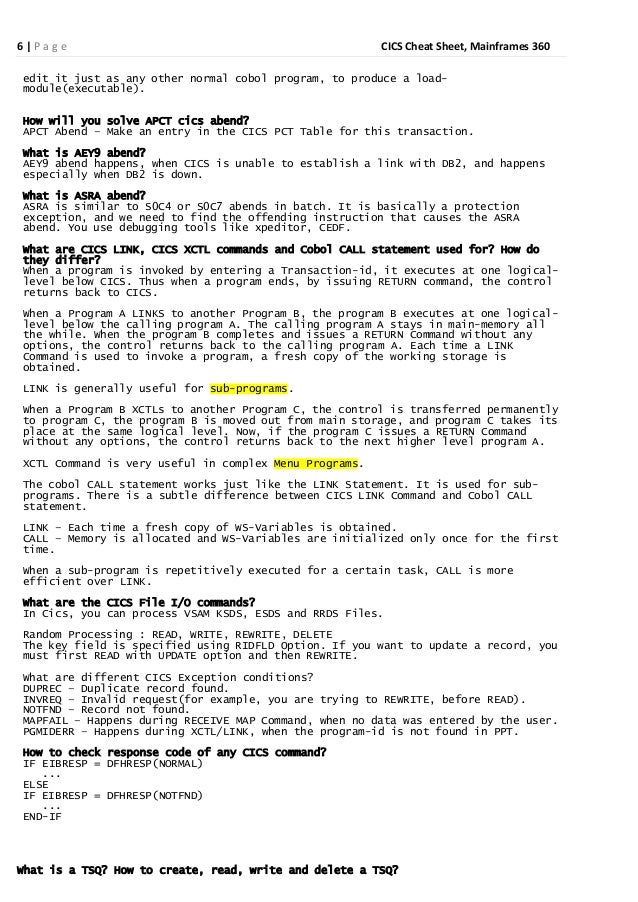 Cics Cheat Sheet 
