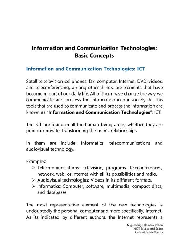 ICT Basic Concepts | PDF
