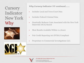 CI Cursory Indicator NY | PPT
